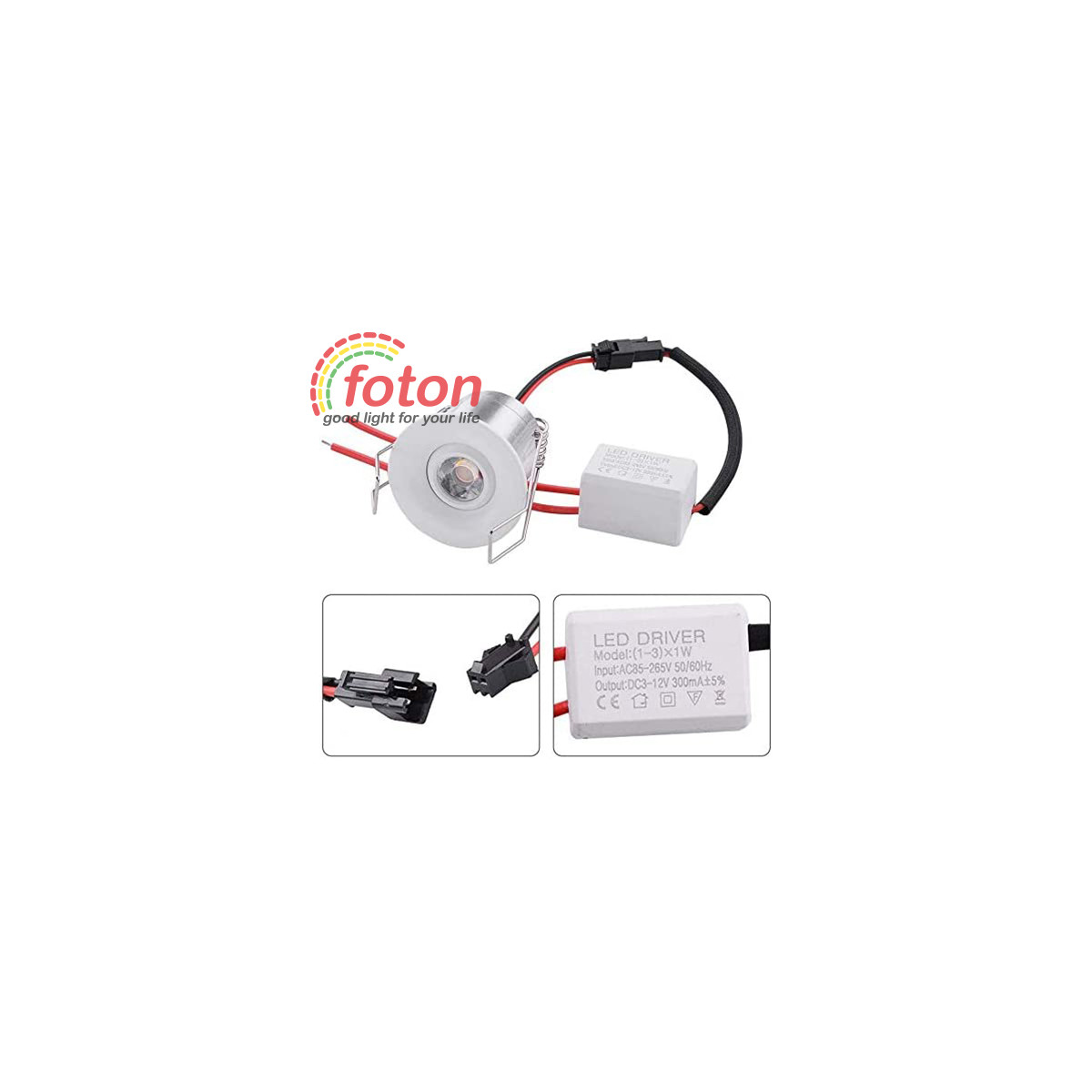 Mini LED Spotlights, round, 1W, driver included